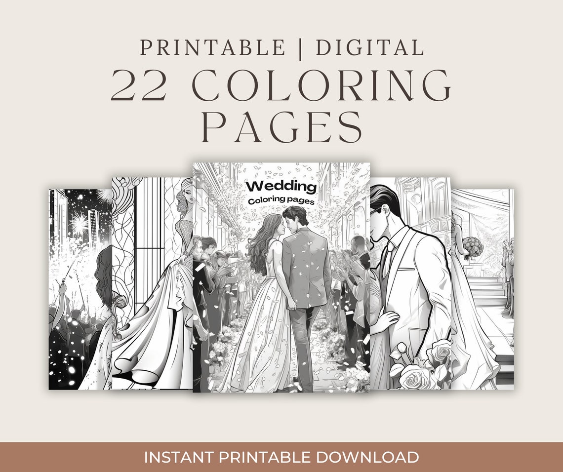 Wedding Coloring Book Printable Coloring Pages for Adults Coloring Book ...
