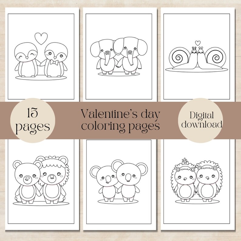 Valentine's Day Coloring Pages for Kids, Kids Coloring Book, Animal ...