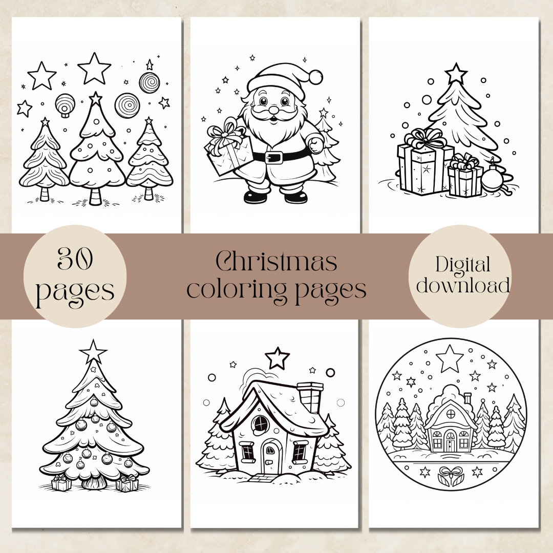 30 Christmas Coloring Pages for Kids, Christmas Coloring Book ...