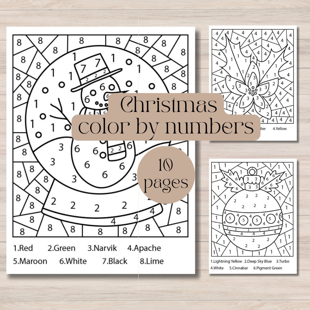 Christmas Color by Number, Christmas Coloring Pages, Christmas Activity ...