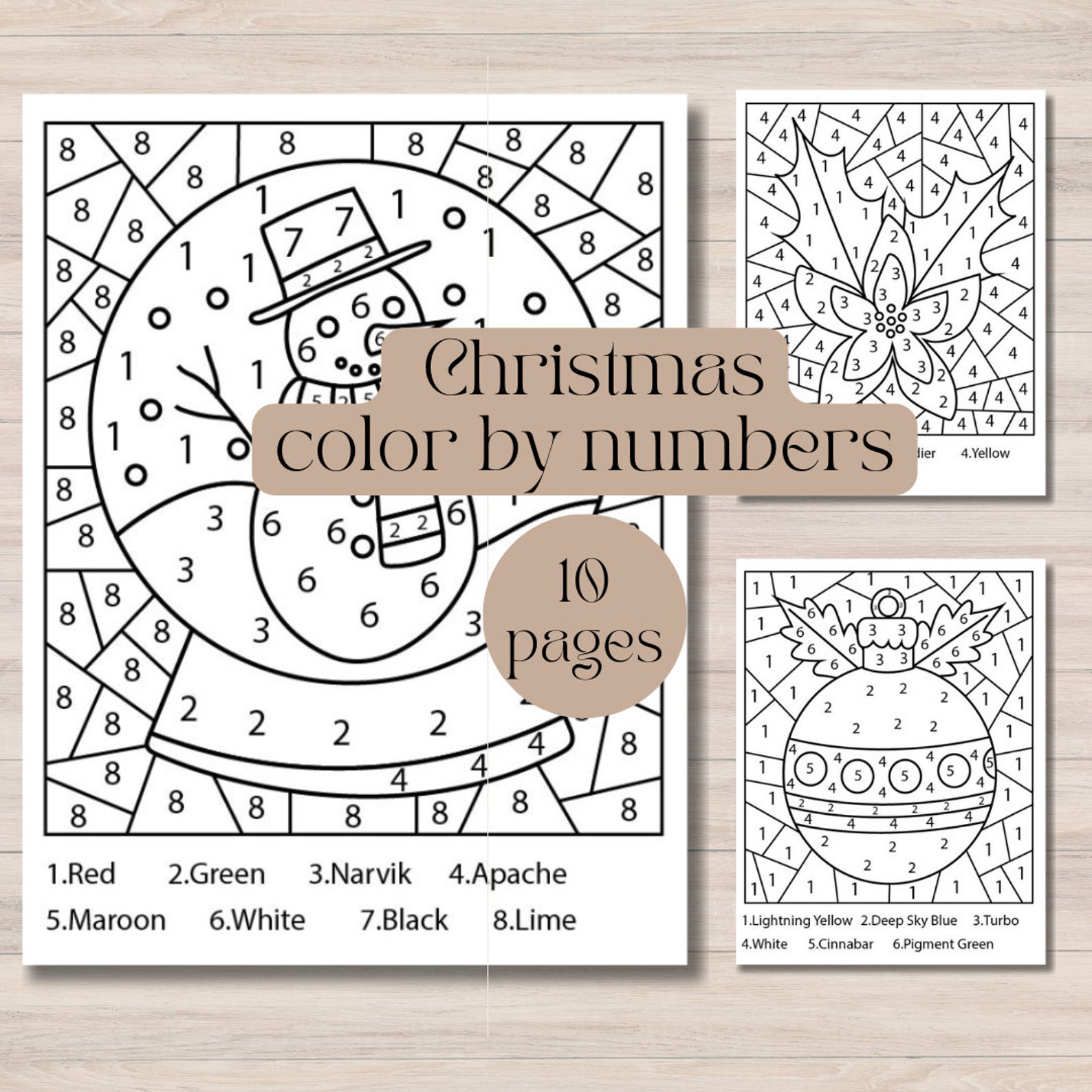 Christmas Color by Number, Christmas Coloring Pages, Christmas Activity ...
