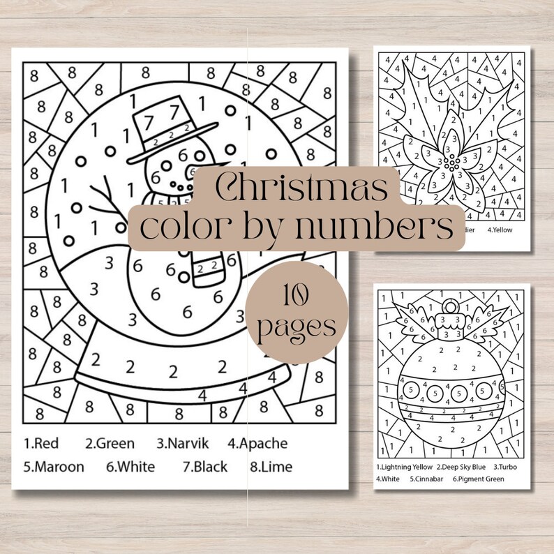 Christmas Color by Number, Christmas Coloring Pages, Christmas Activity ...