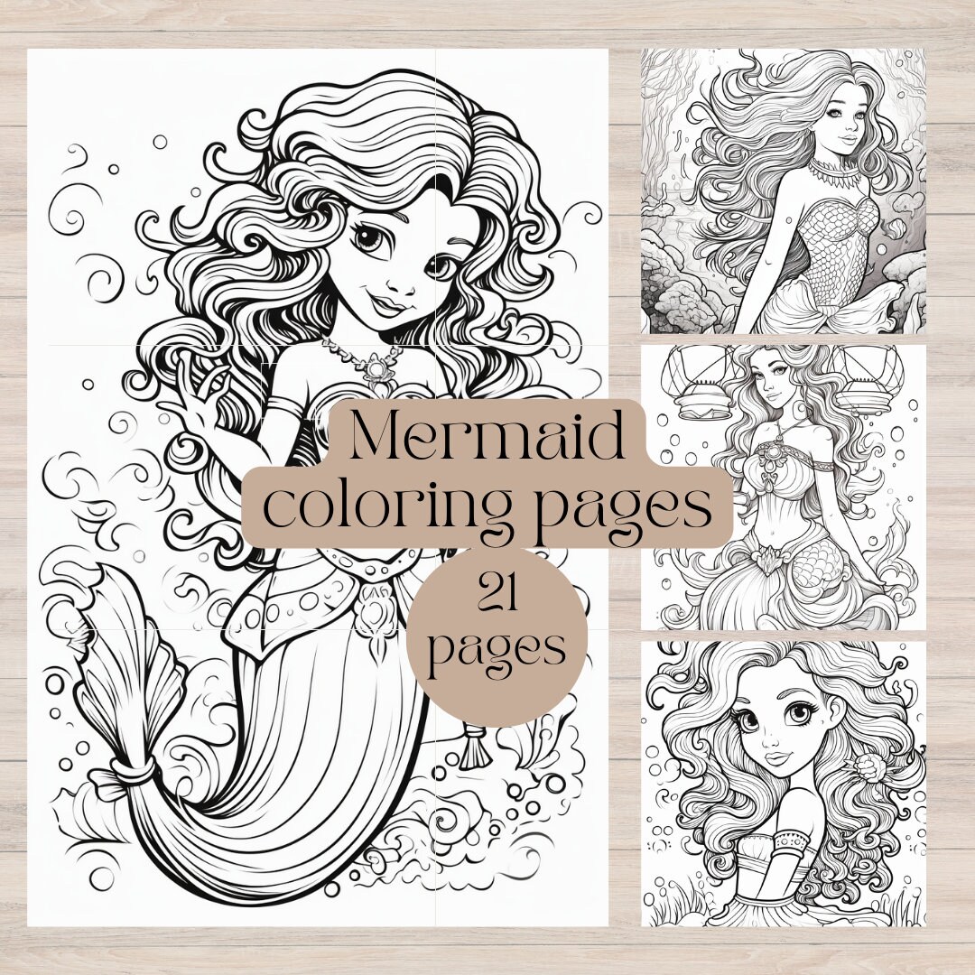 Mermaid Coloring Book Pages for Kids Printable Coloring Pages for Kids ...
