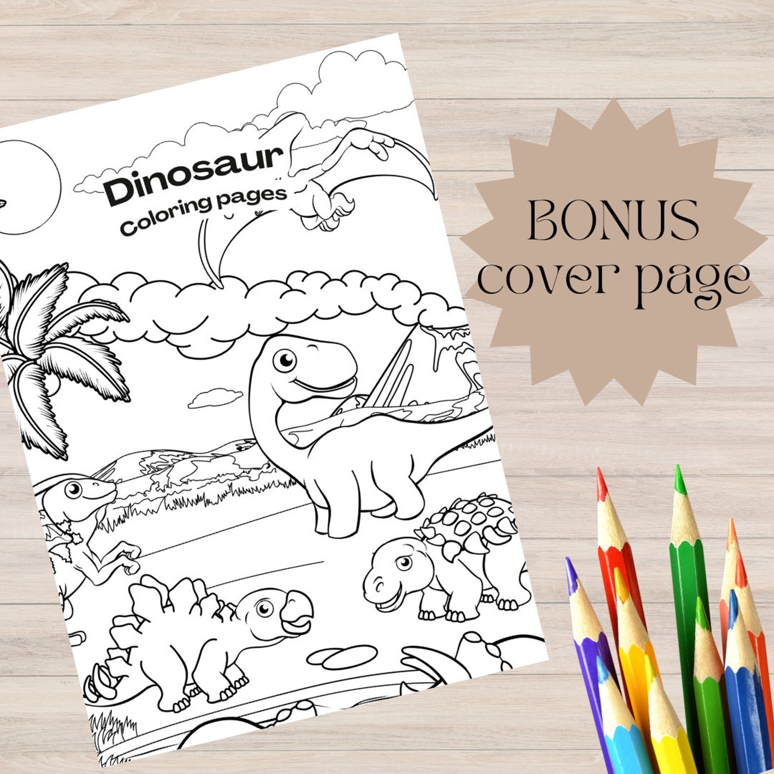 Dinosaur Coloring Book for Kids, Animal Coloring Pages, Printable ...