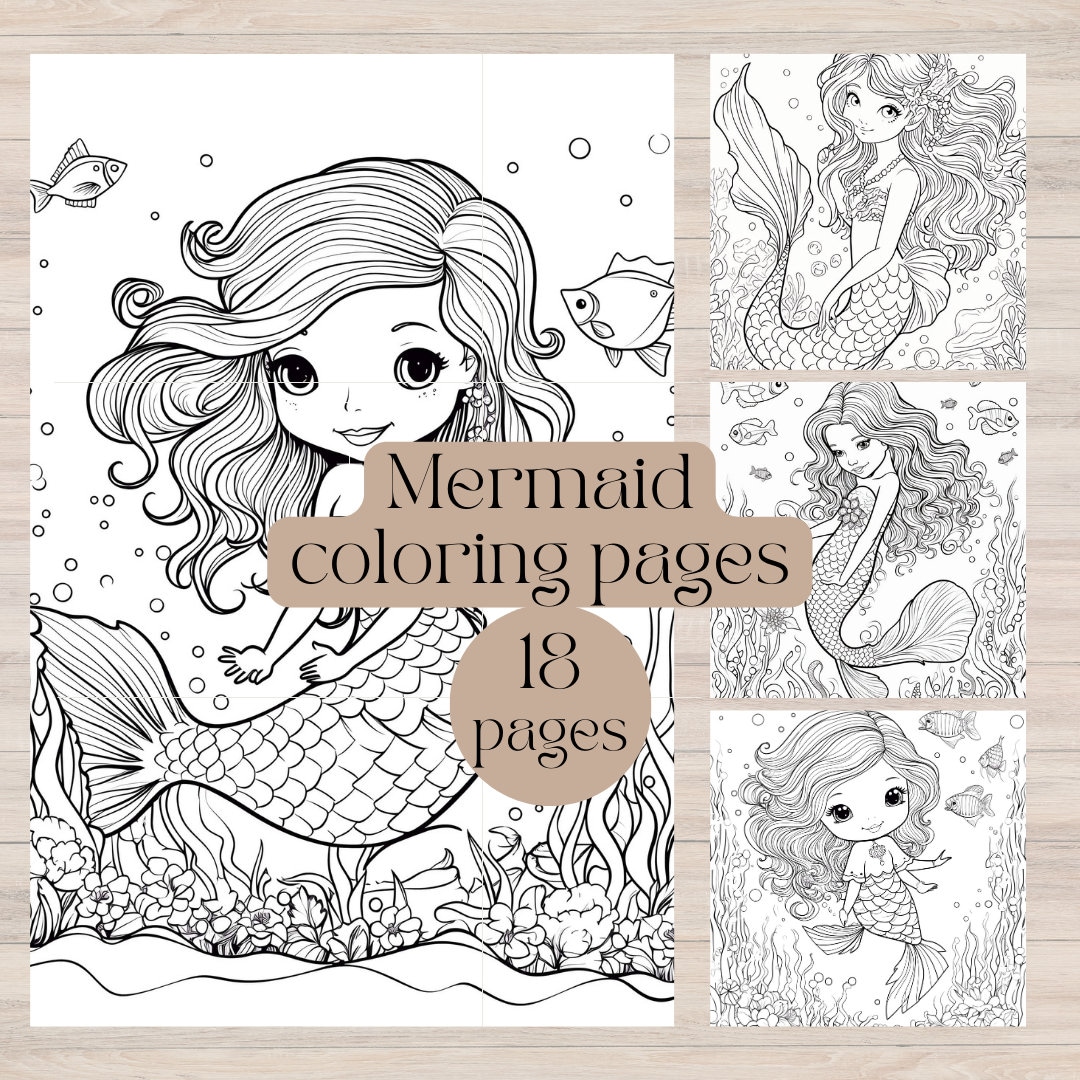 Mermaid Coloring Book for Kids Mermaid Coloring Pages Printable and ...