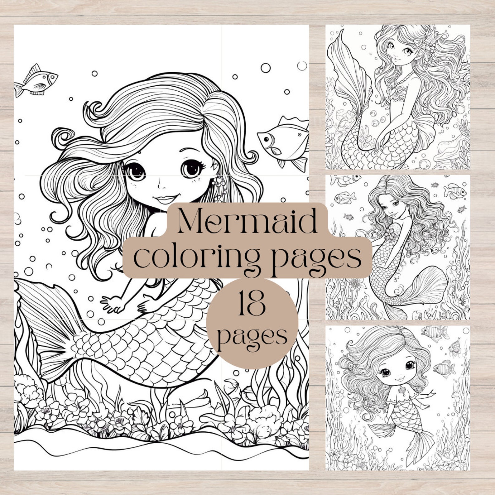 Mermaid Coloring Book for Kids Mermaid Coloring Pages Printable and ...
