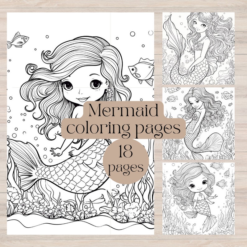 Mermaid Coloring Book for Kids Mermaid Coloring Pages Printable and ...