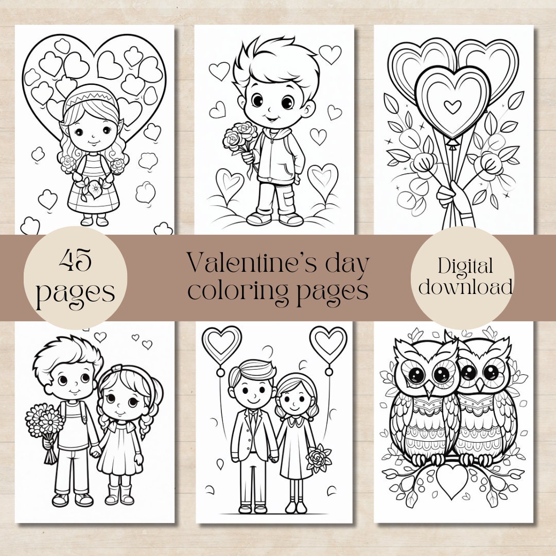 Valentine's Day Coloring Pages for Kids, Coloring Sheets for Kids, Love ...