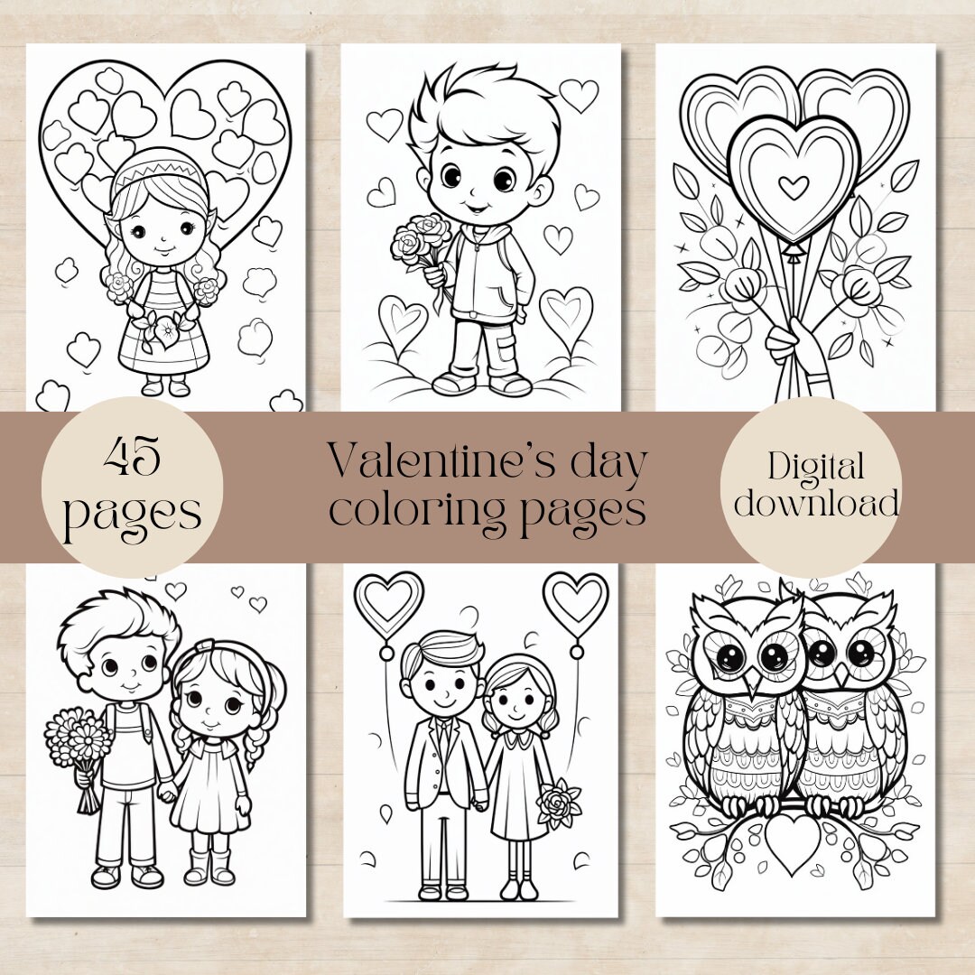 Valentine's Day Coloring Pages for Kids, Coloring Sheets for Kids, Love ...