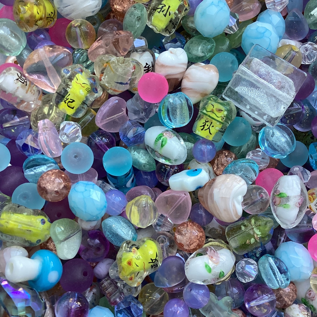 50g Glass Bead Pack Pastel Colour Mix Beads Sizes 5-20mm - Etsy UK