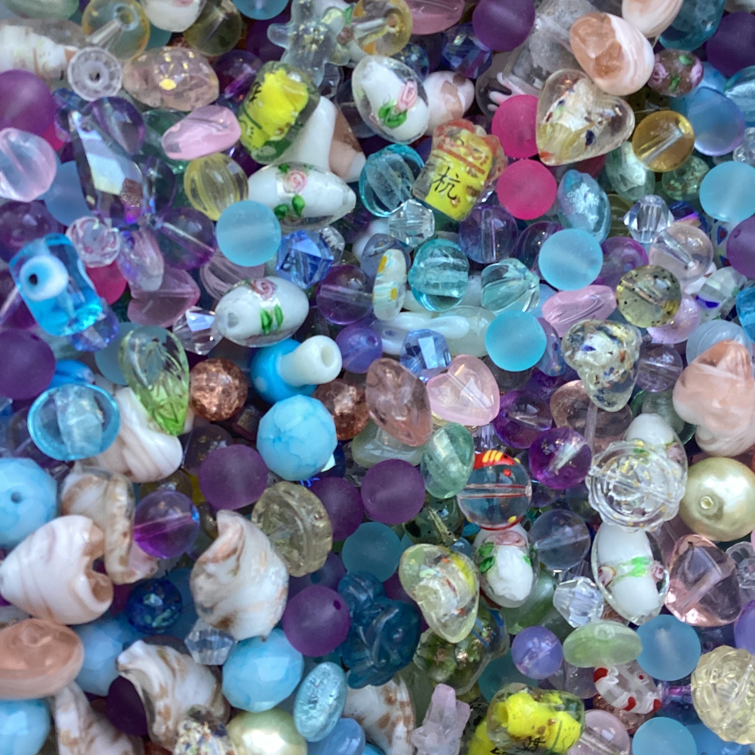 50g Glass Bead Pack Pastel Colour Mix Beads Sizes 5-20mm - Etsy UK