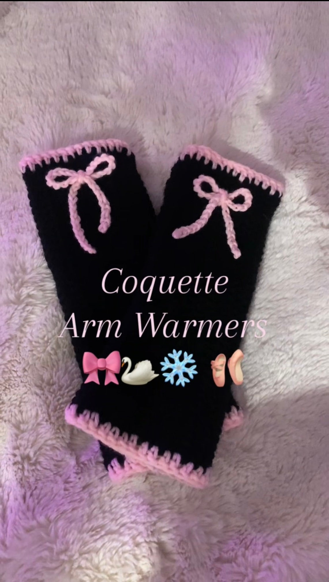 Coquette Arm Warmers/hand Warmers, Cute Fall/winter Accessories/ Black ...