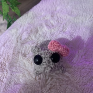 Sad Hamster With Bow Plushie Emotional Support Plush Kawaii Stuffie ...