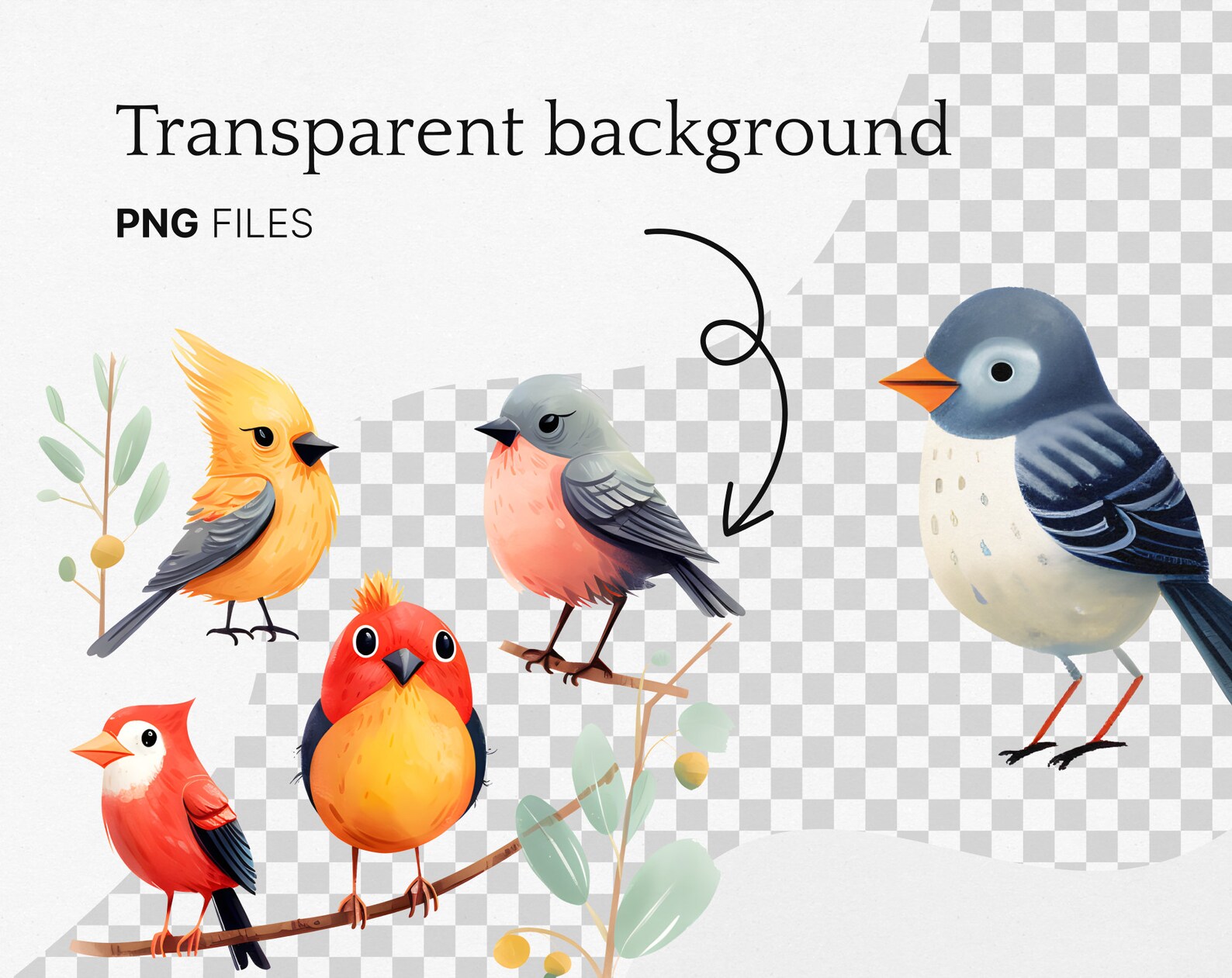 Cute Birds Clipart Little Spring Birds Clip Instant - Etsy