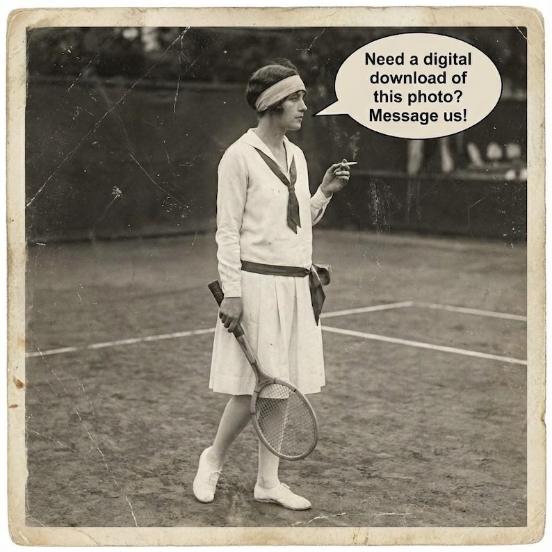 Women Playing Tennis and Smoking : Funny Vintage Style Tennis Wall Art ...