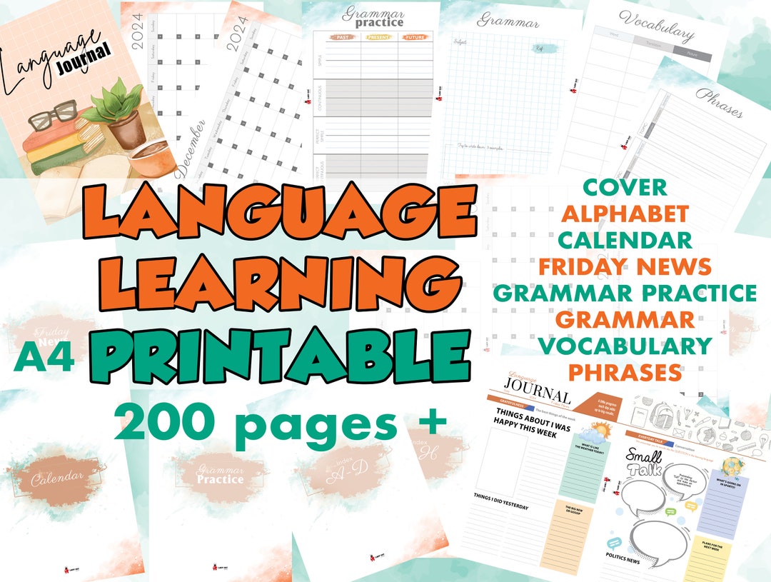 Language Learning Journal 2024 PRINTABLE - Etsy