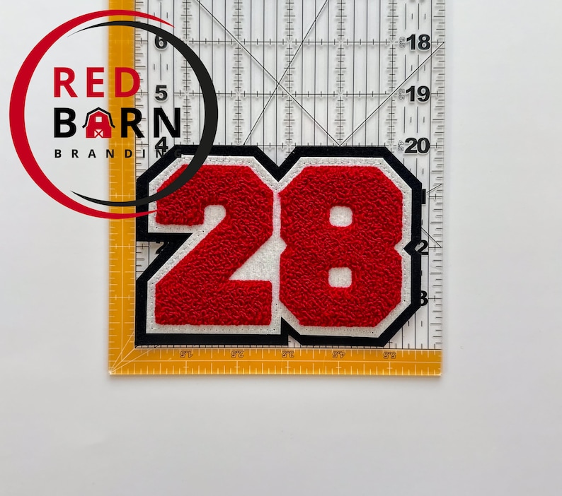 Chenille Patches Double Numbers in Red on White and Black - Etsy