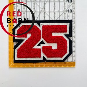 Chenille Patches Double Numbers in Red on White and Black - Etsy