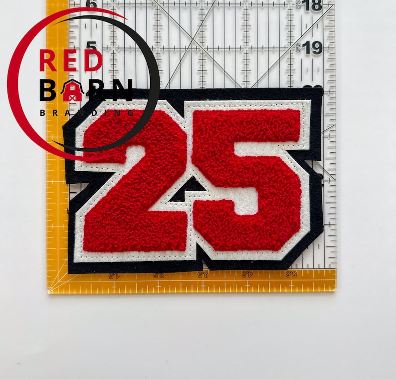 Chenille Patches Double Numbers in Red on White and Black - Etsy