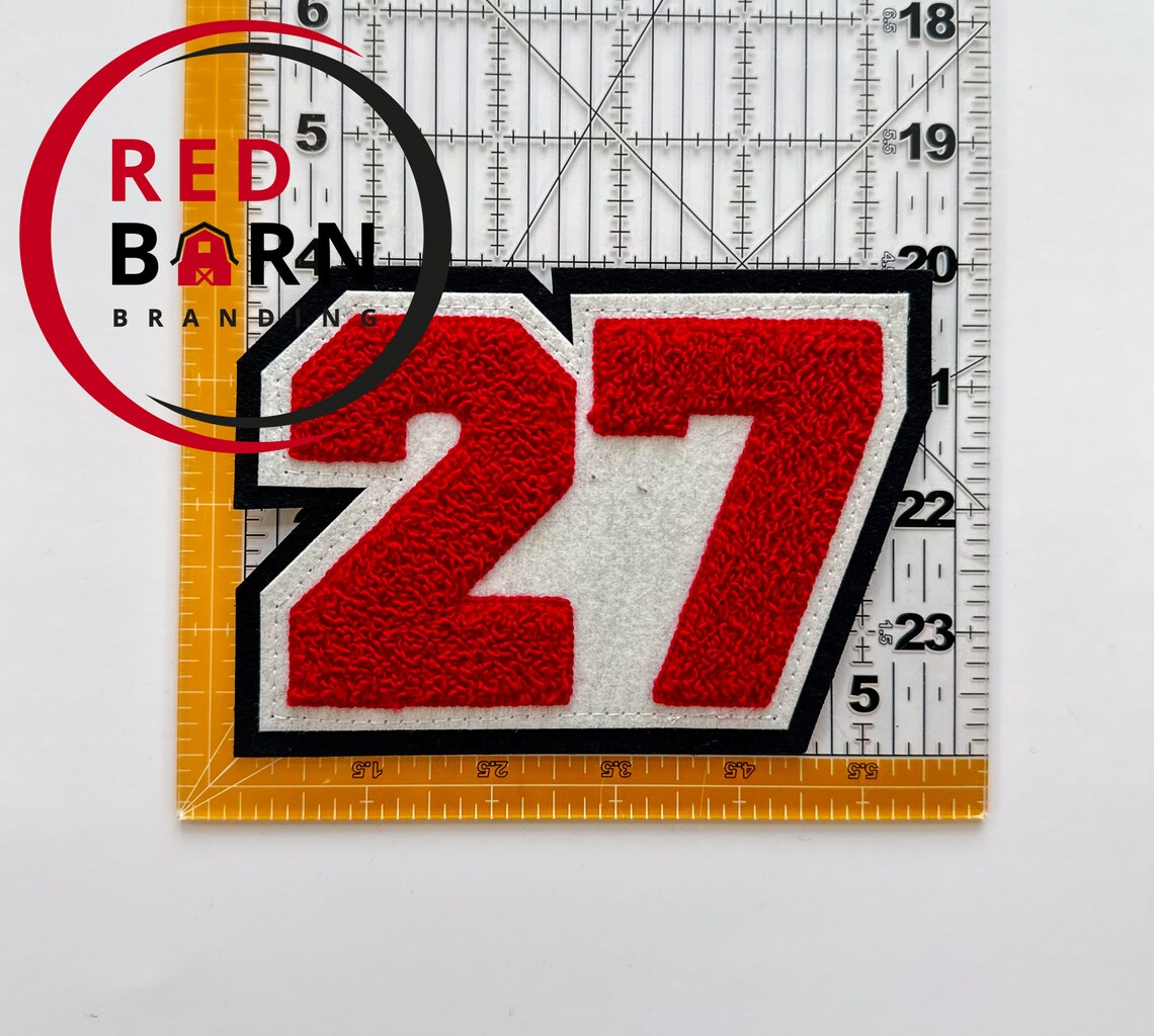 Chenille Patches Double Numbers in Red on White and Black - Etsy