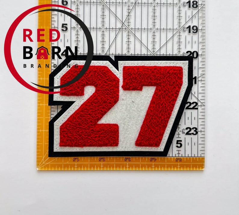 Chenille Patches Double Numbers in Red on White and Black - Etsy