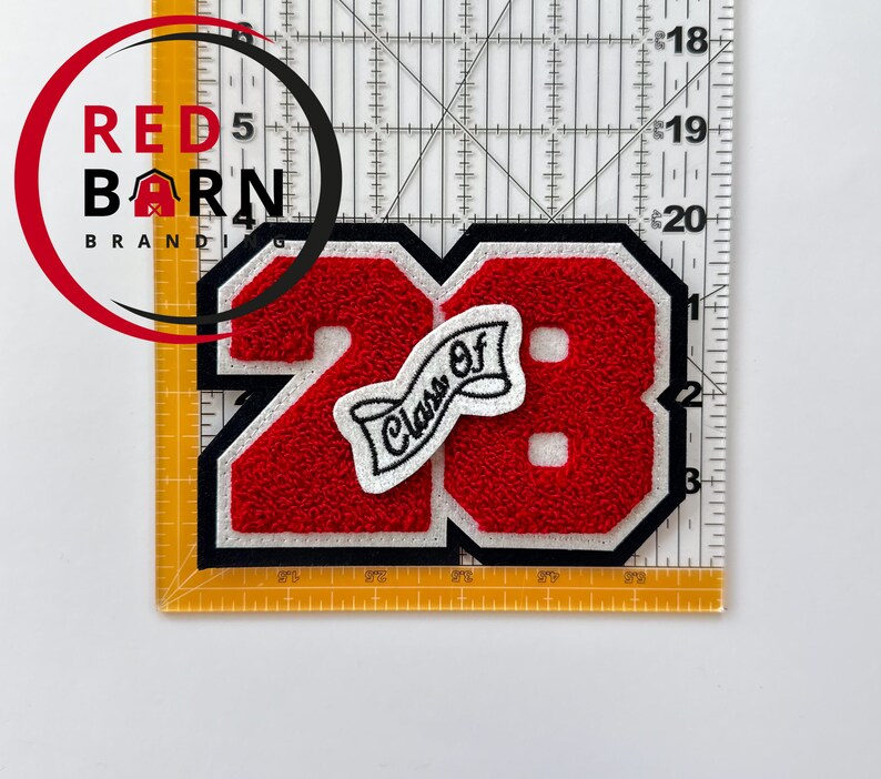 Chenille Patches Double Numbers in Red on White and Black - Etsy