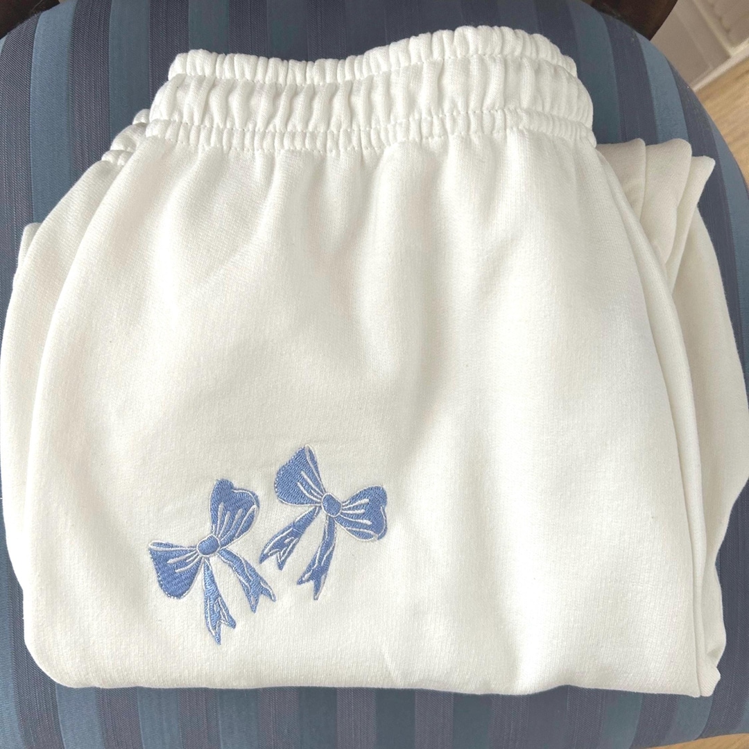Embroidered Bow Sweatpants - Etsy