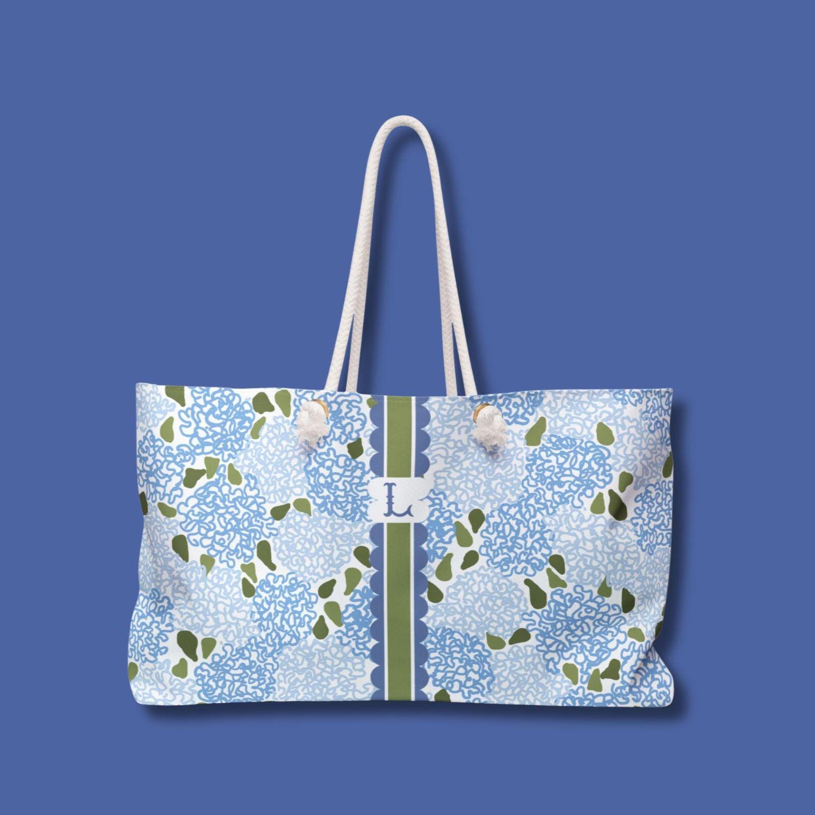 Mahjong Rack Bag Hydrangea Custom Initial Tote Bag Preppy Mahjongg Bag ...