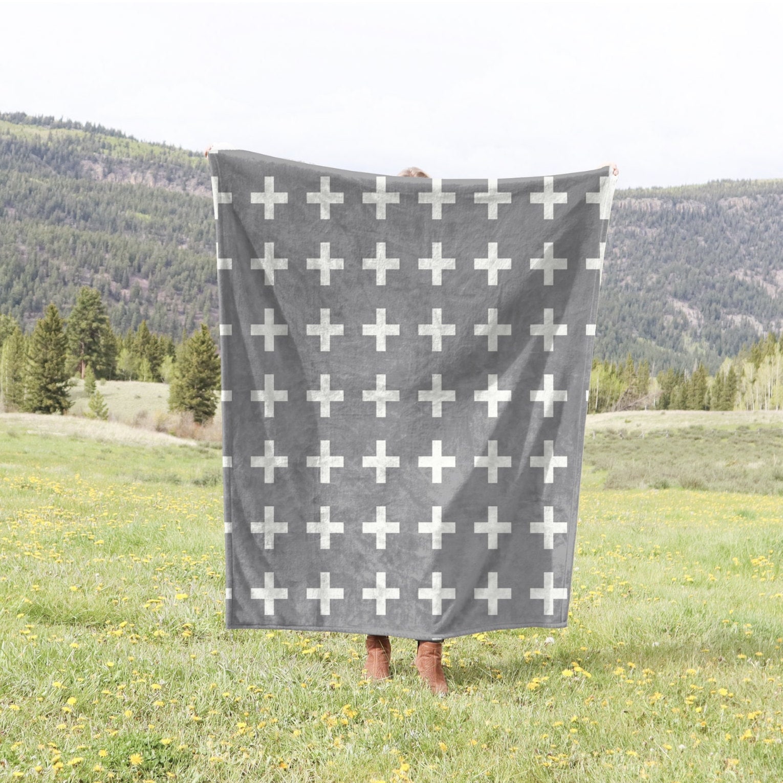 Farmhouse Swiss Cross Blanket Swiss Cross Gift Friend Housewarming Gift ...