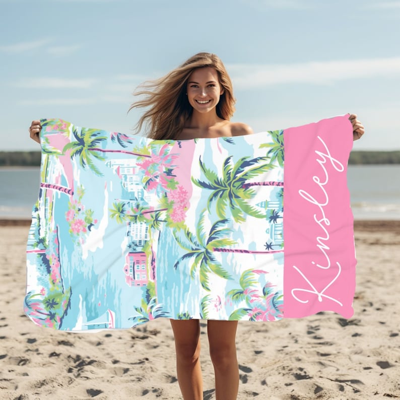 Personalized Palm Tree Beach Towel Palm Tree Print Beach Towel Gift ...