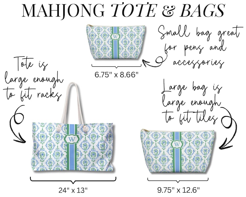 Personalized Mahjong Tote Bag Mahjong Bag Set Mahj Ong Rack Bag ...