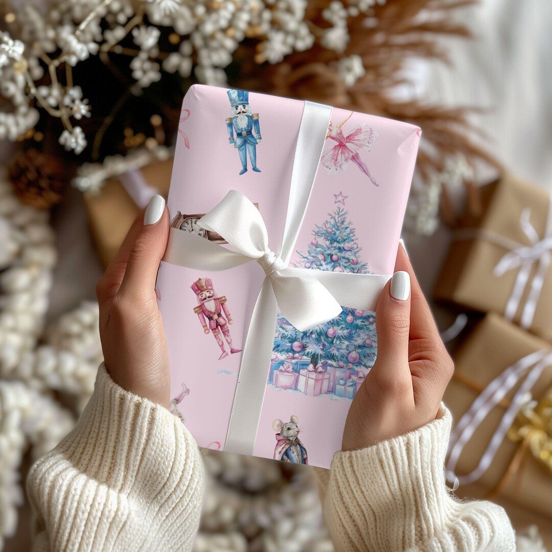 Pink Nutcracker Christmas Gift Wrap Nutcracker Wrapping Paper ...