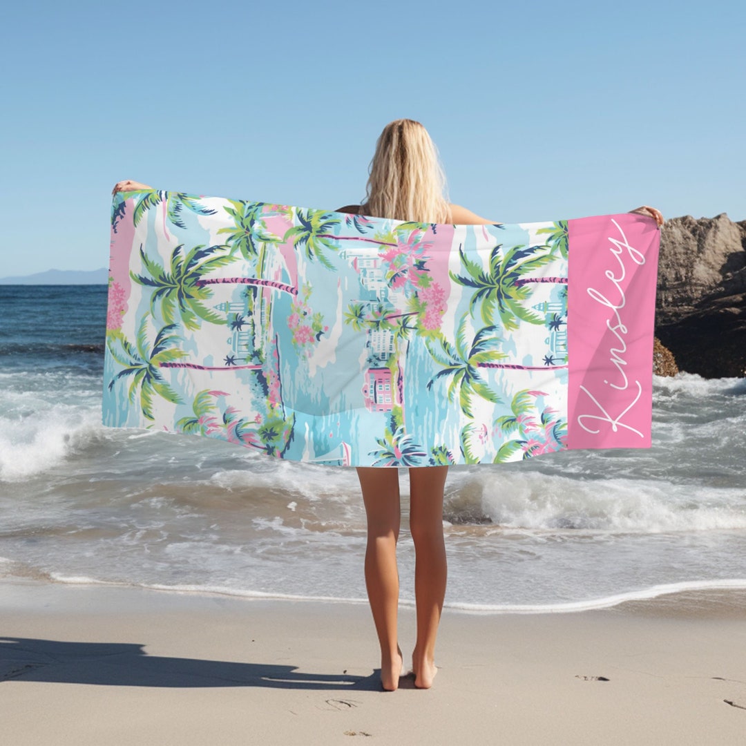 Personalized Palm Tree Beach Towel Palm Tree Print Beach Towel Gift ...