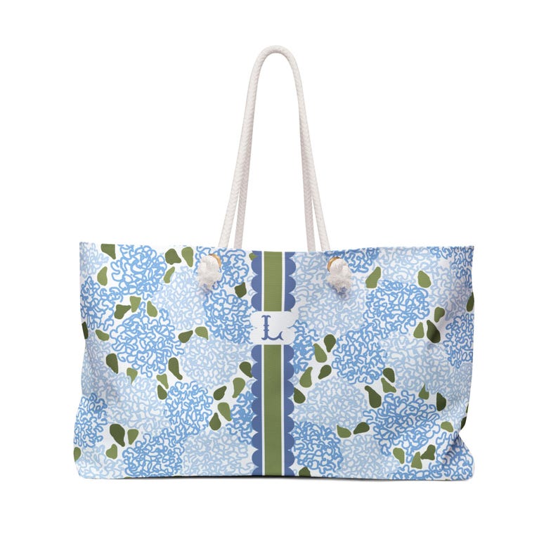 Mahjong Rack Bag Hydrangea Custom Initial Tote Bag Preppy Mahjongg Bag ...