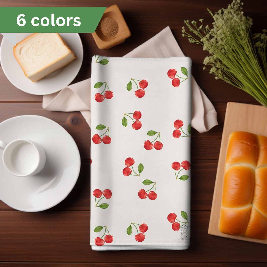 Cherry Print Kitchen Towel Cherry Kitchen Gift Housewarming Kitchen ...