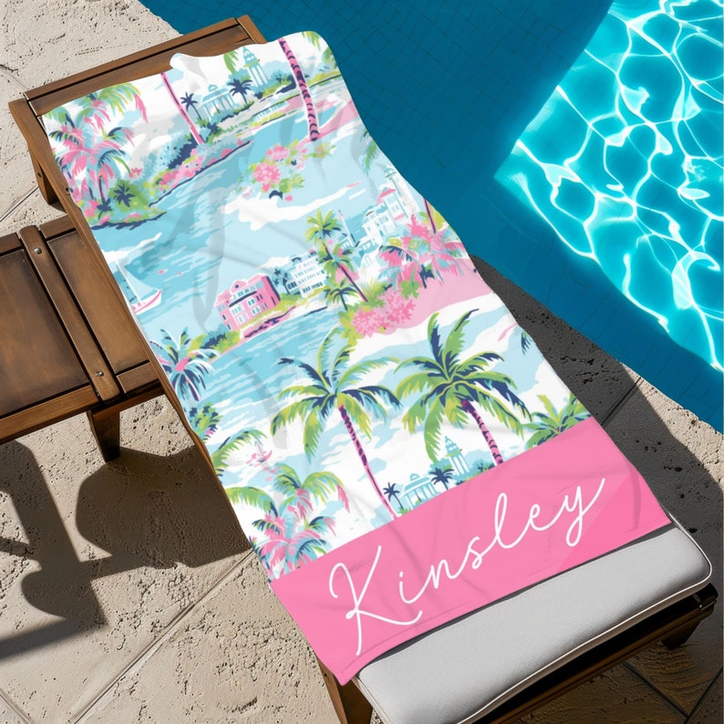 Personalized Palm Tree Beach Towel Palm Tree Print Beach Towel Gift ...
