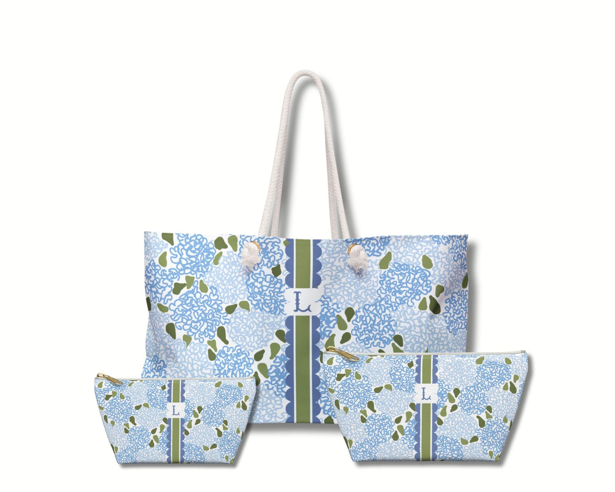 Mahjong Rack Bag Hydrangea Custom Initial Tote Bag Preppy Mahjongg Bag ...