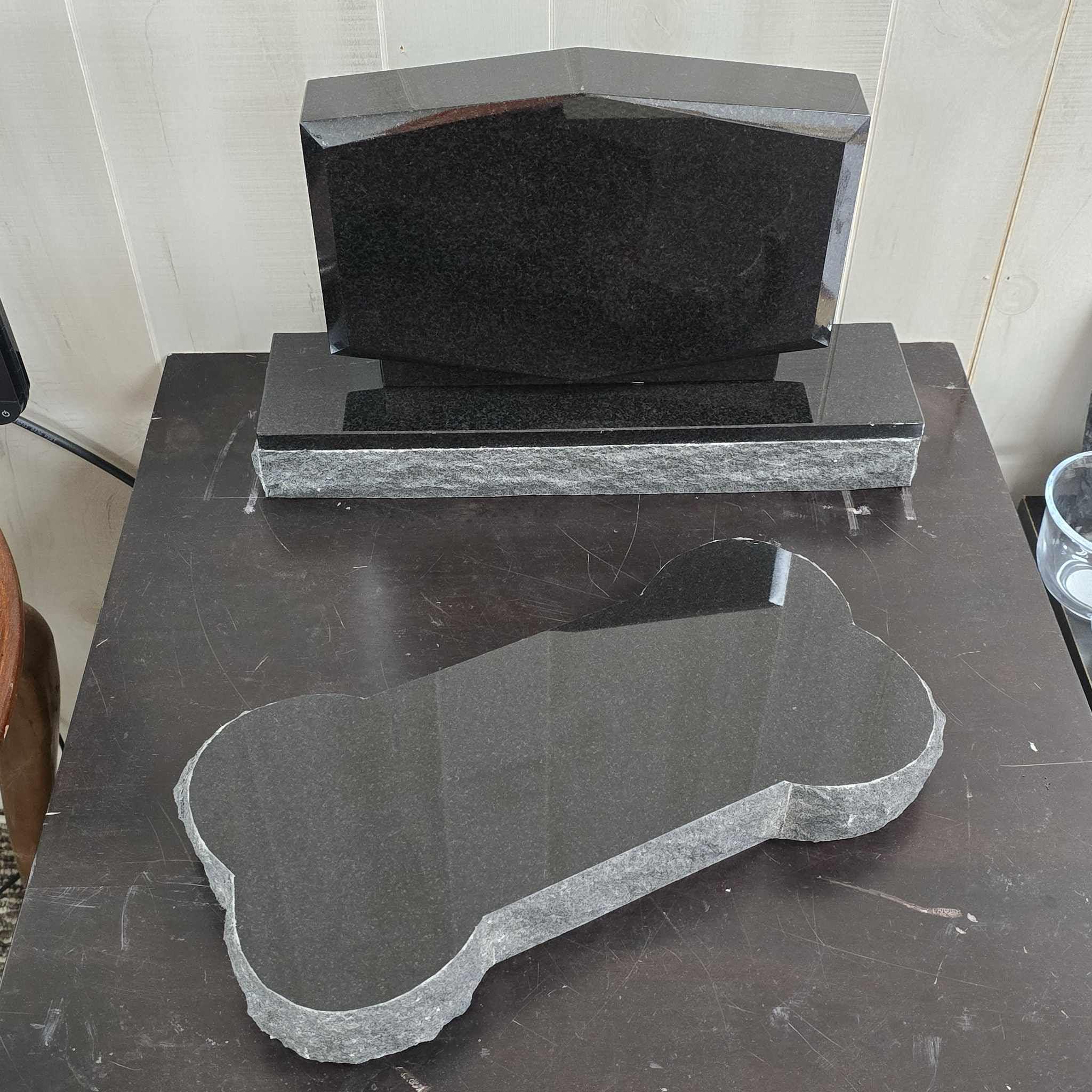 Blank Dog Bone Pet Memorial, Black Granite Dog Memorial Stone for Laser ...