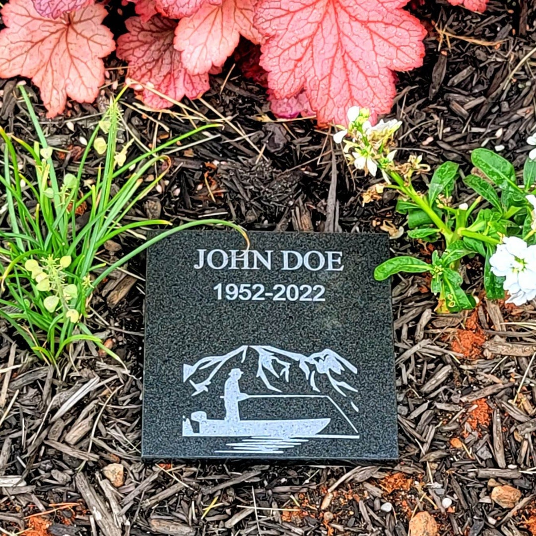 6x6 Laser Engraved Granite Memorial Temporary Grave Marker Headstone ...