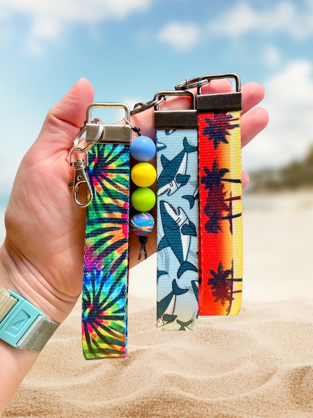 Tropical Key Fob Wristlets – Nylon Shark Keychain Lanyard for Keys ...