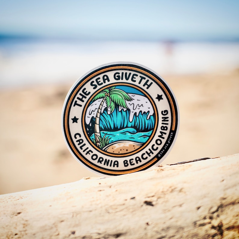 The Sea Giveth Logo Vinyl Sticker // Beachcombing, Beach, Shelling ...