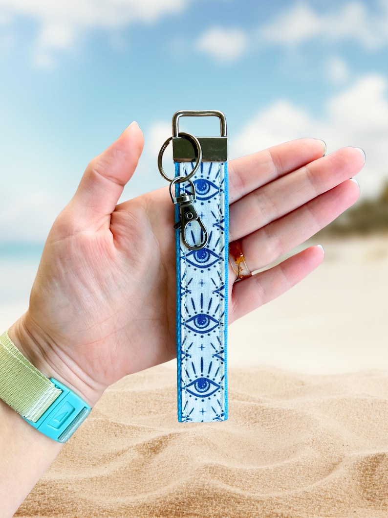 Fabric Key Fob Wristlet, Mystic New Age Keychain Lanyard, Customizable ...