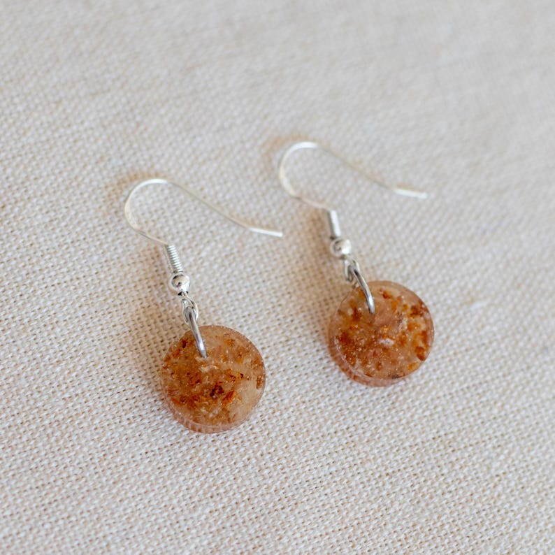 Agatized Fossil Resin Round Earrings, Sterling Silver Hooks, California ...