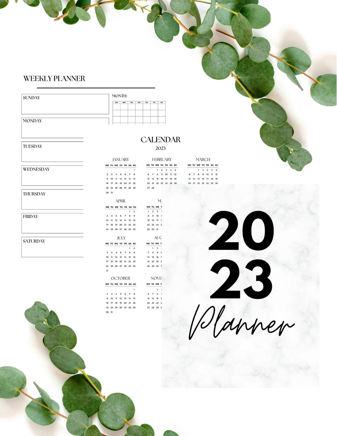 Weekly Planner, Printable Planner, Monthly Calendar, Minimalist Planner ...