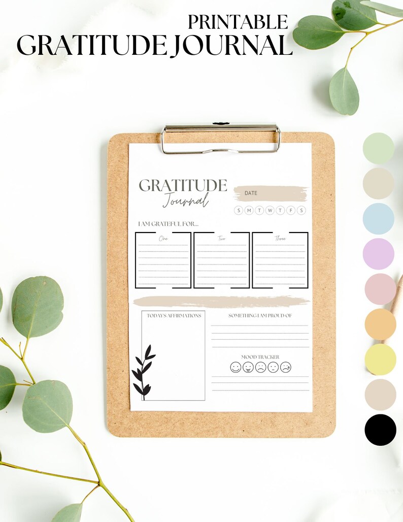 Gratitude Journal Printable, Daily Gratitude Tracker - Etsy