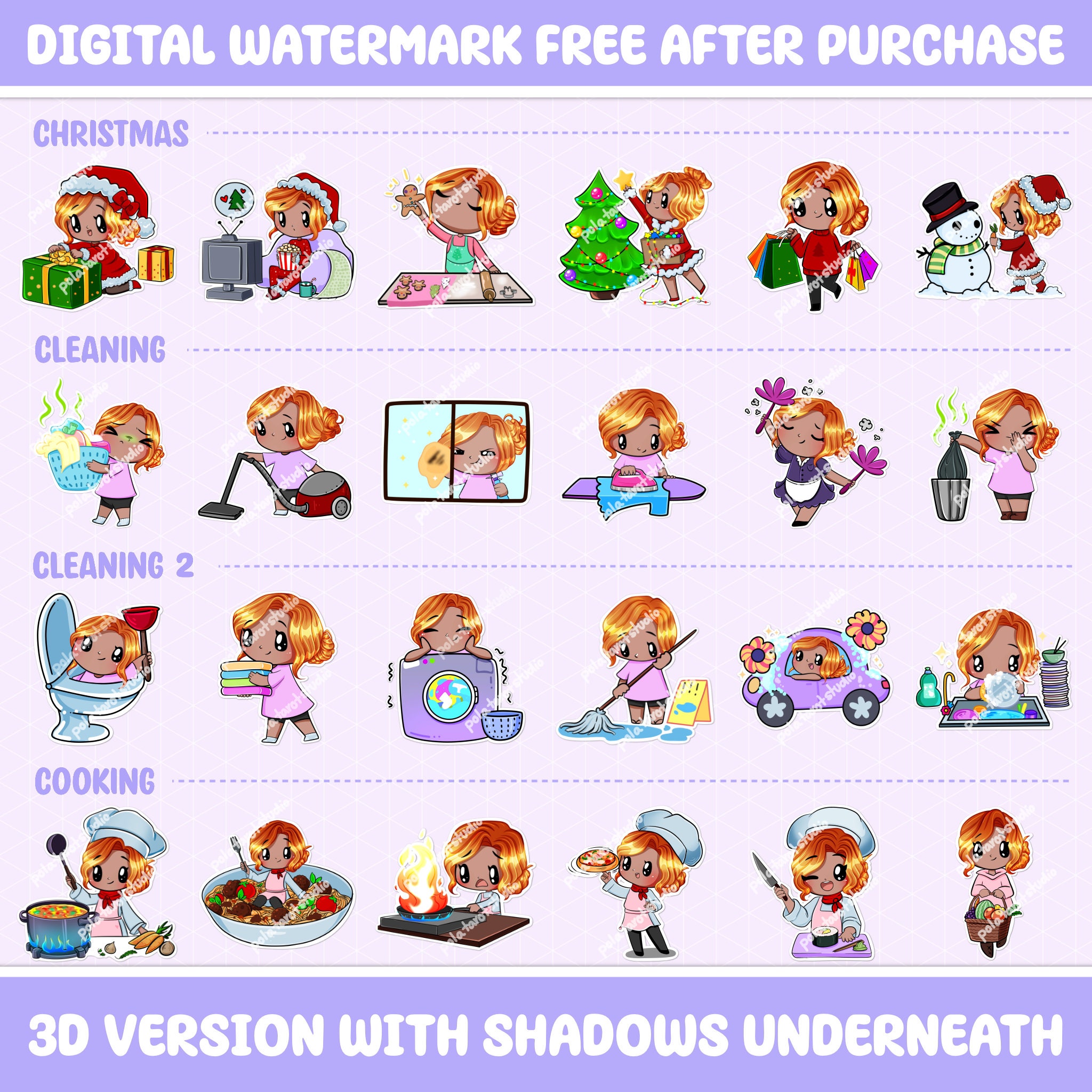 240pcs Custom Aesthetic Planner Stickers Mega Pack LARA Ginger Hair ...