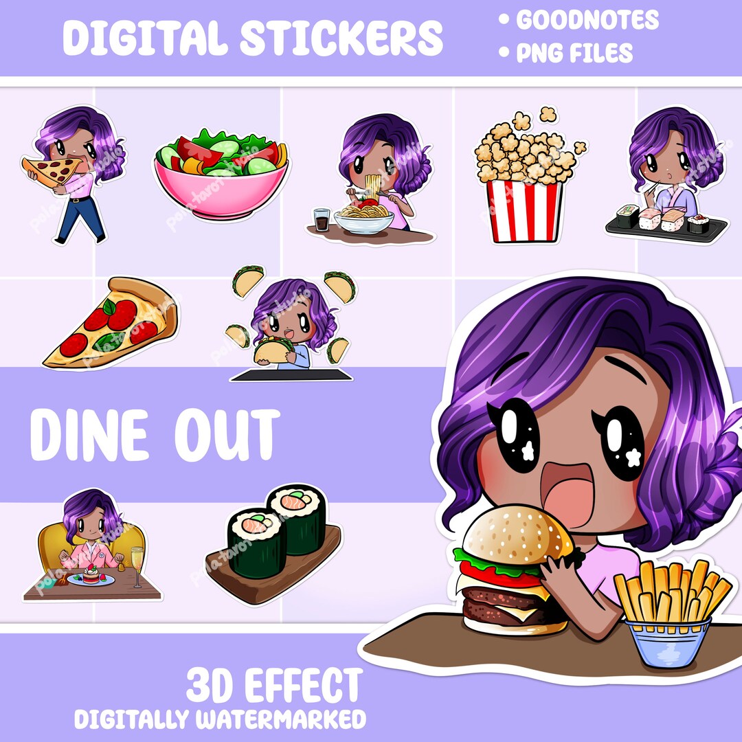 Precropped Png Chibi Eating Stickers Magda Purple Hair - Etsy