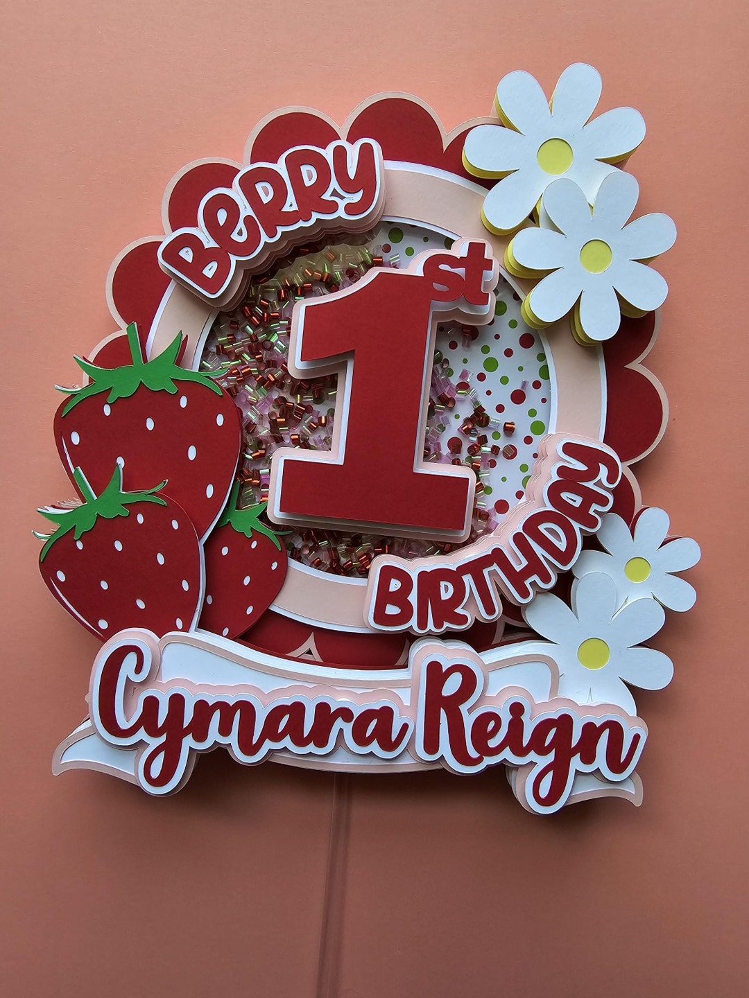 Berry First Birthday Cake Topper - 3D Shaker Decoration - Etsy