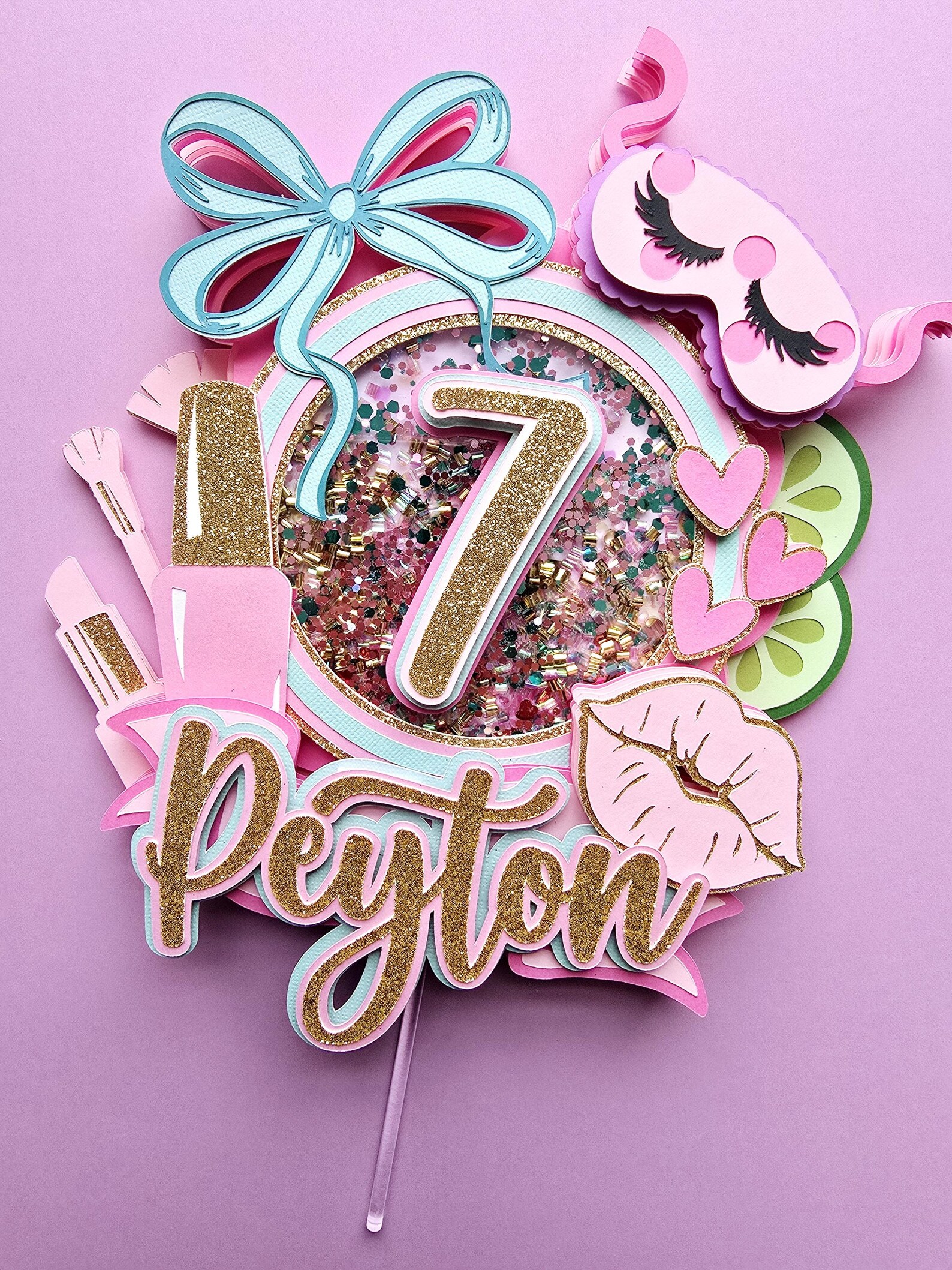 Glam Spa Party Cake Topper: Personalized Glitter Birthday Decoration - Etsy