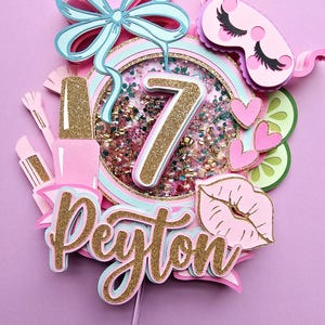 Glam Spa Party Cake Topper: Personalized Glitter Birthday Decoration - Etsy
